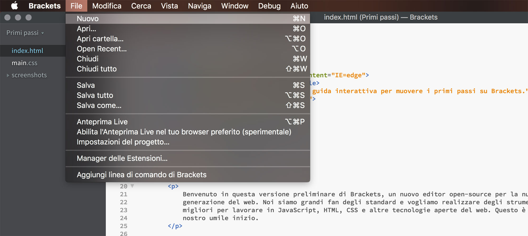Guida allo sviluppo con Brackets | Editor | HTML.it